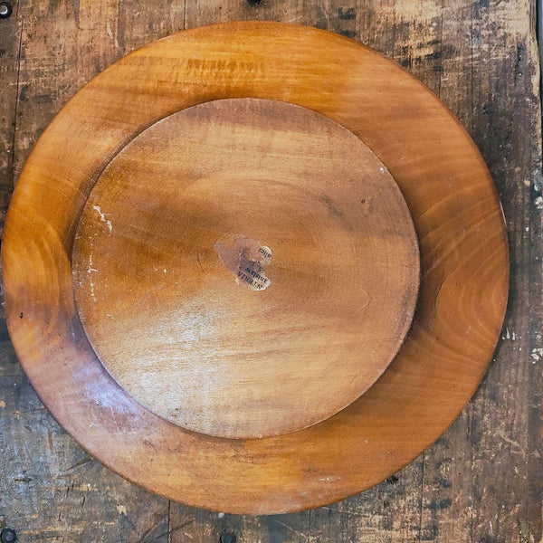 2 Vintage Wooden Plates - Karnik's Antiques & Primitives