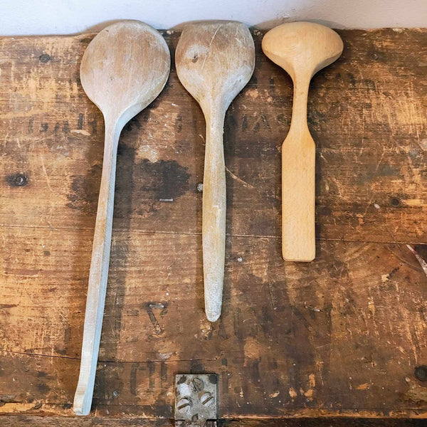 3 Vintage Wooden Spoons - Karnik's Antiques & Primitives