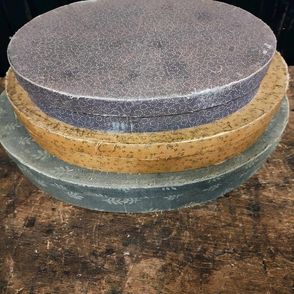 Antique Oval Heavy Cardboard Boxes With Old Fabric - Karnik's Antiques ...